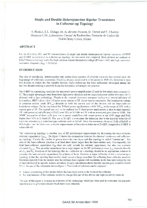 (PDF) Single and double heterojunction bipolar transistors in collector ...