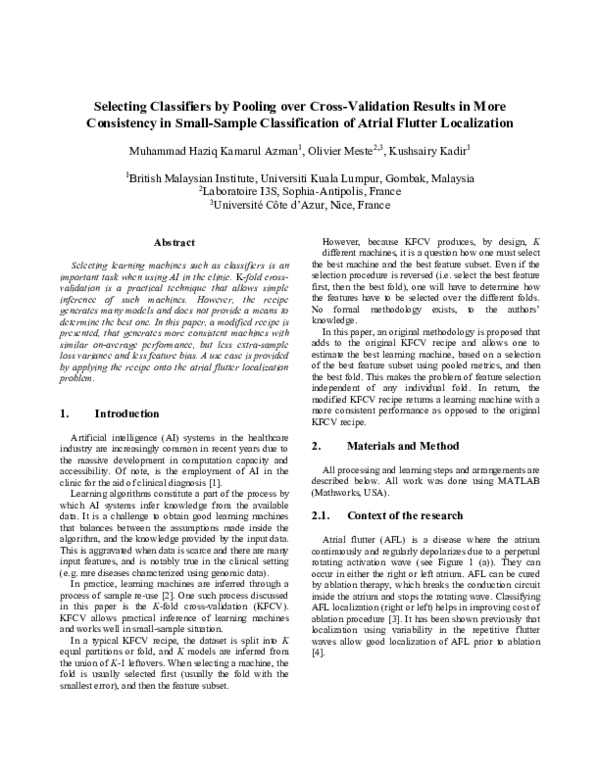 Pdf Selecting Classifiers By Pooling Over Cross Validation Results In More Consistency In