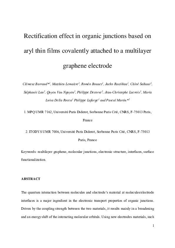 (PDF) Rectification effect in organic junctions based on aryl thin ...