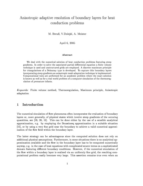 Anisotropic adaptive resolution of boundary layers for heat conduction problems