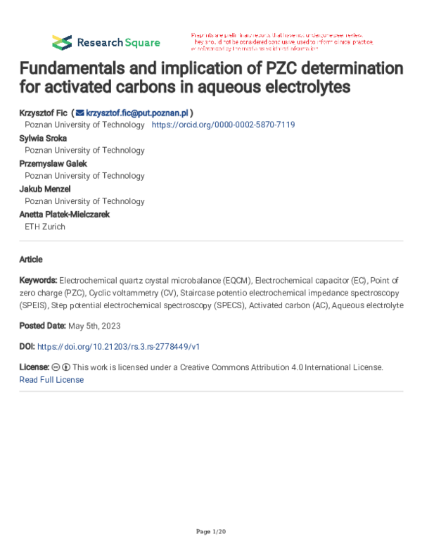 (PDF) Fundamentals and implication of PZC determination for activated ...