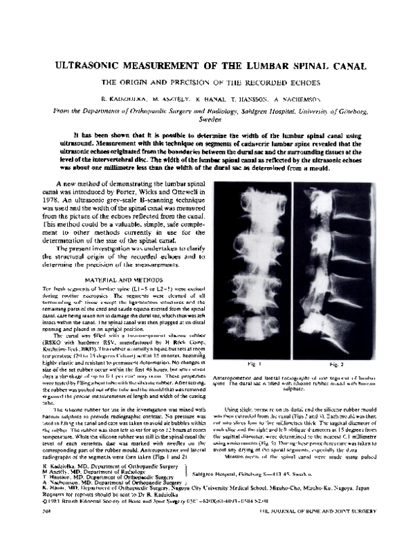 (PDF) Ultrasonic measurement of the lumbar spinal canal