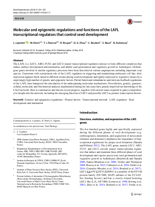 (PDF) Molecular and epigenetic regulations and functions of the LAFL ...