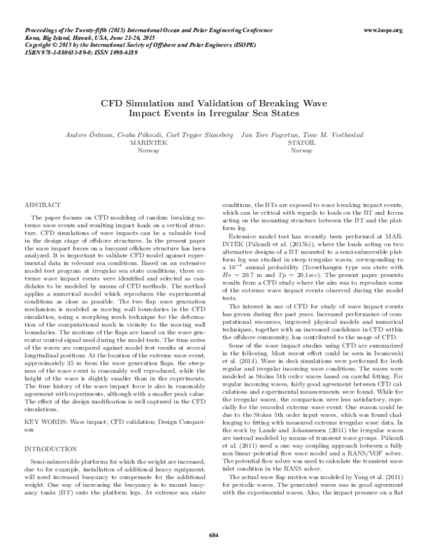 (PDF) CFD Simulation and Validation of Breaking Wave Impact Events in ...
