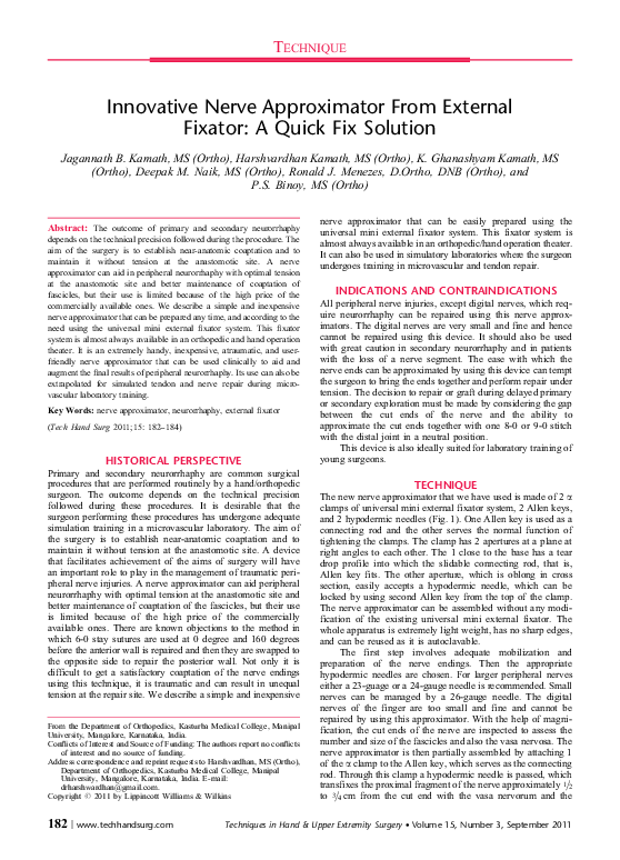 (PDF) Innovative Nerve Approximator From External Fixator | jagannath ...