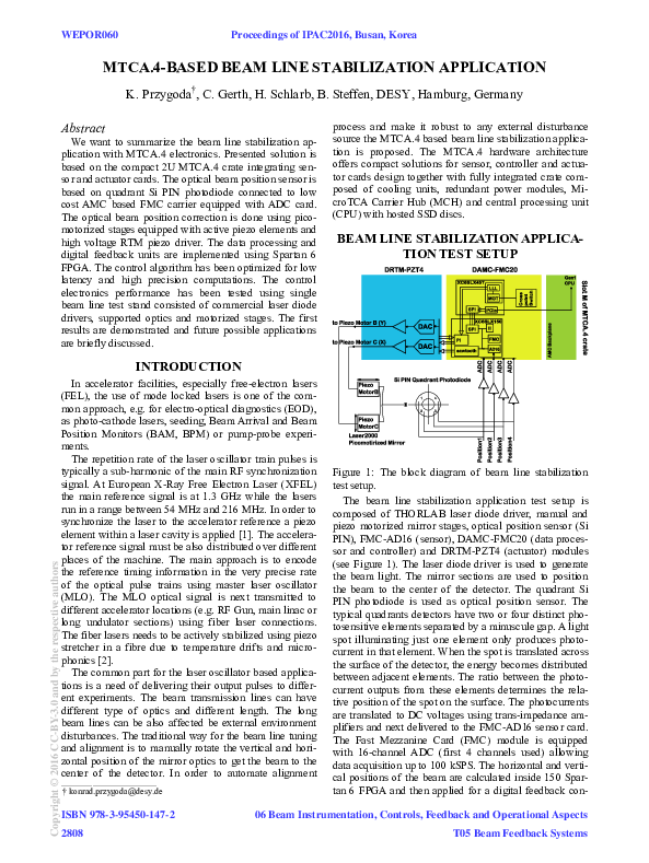 (PDF) MTCA.4-based Beam Line Stabilization Application