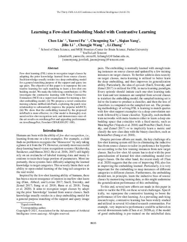 (PDF) Learning a Few-shot Embedding Model with Contrastive Learning