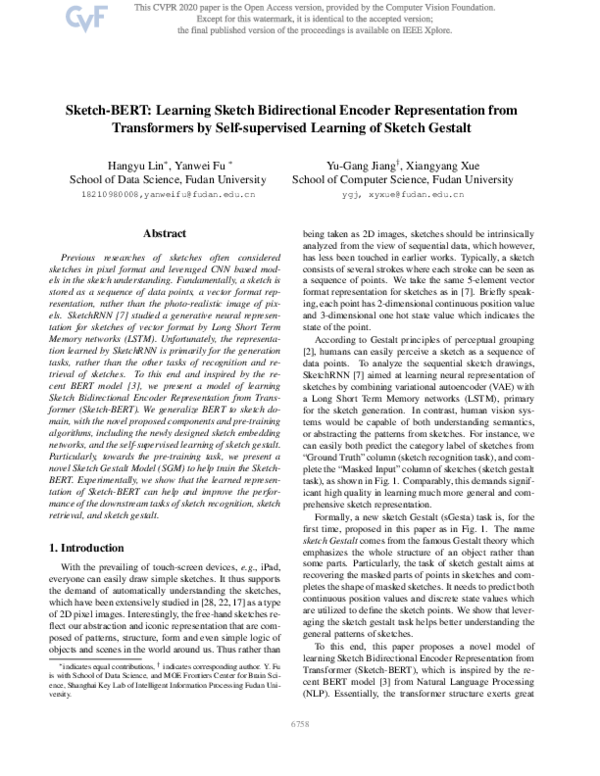 Pdf Sketch Bert Learning Sketch Bidirectional Encoder Representation From Transformers By