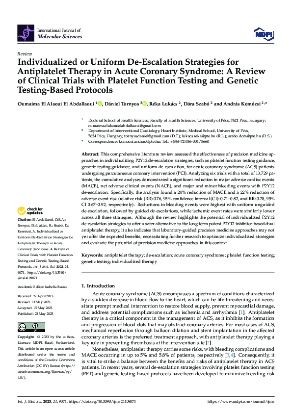 (PDF) Individualized or Uniform De-Escalation Strategies for ...