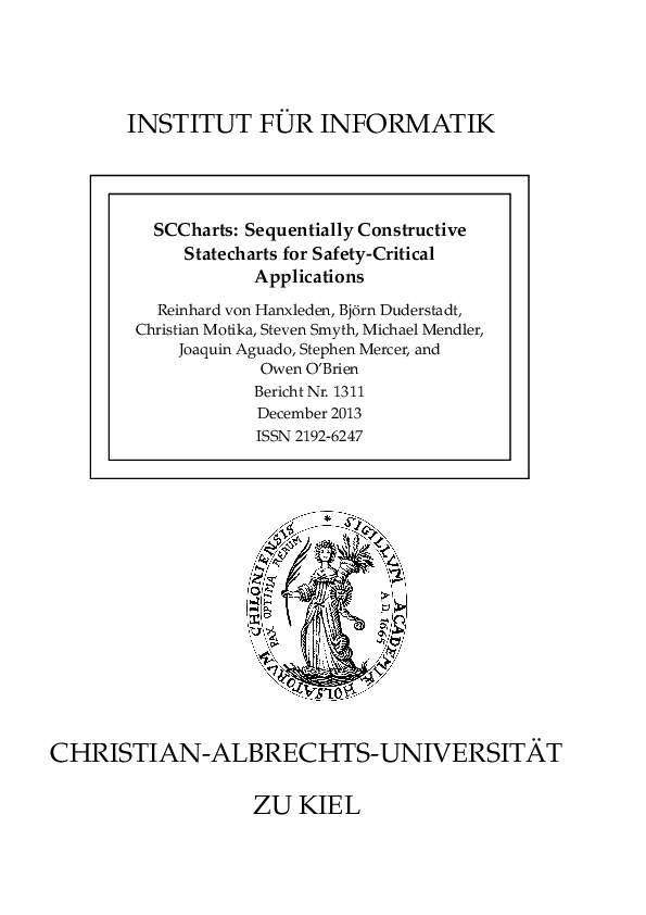 (PDF) SCCharts: sequentially constructive statecharts for safety ...