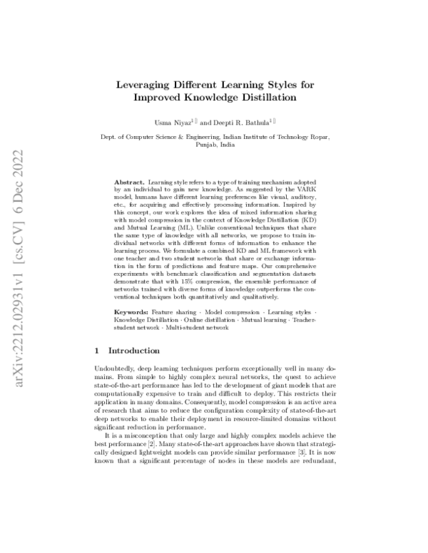 (PDF) Leveraging Different Learning Styles for Improved Knowledge Distillation