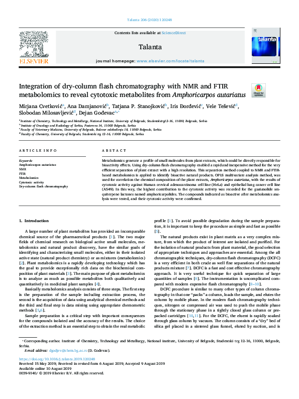 (PDF) Integration of dry-column flash chromatography with NMR and FTIR ...