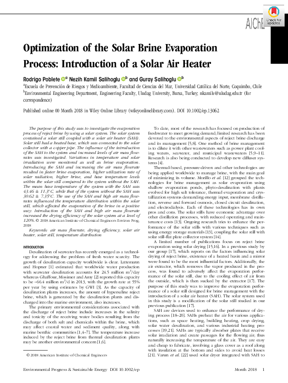 (PDF) Optimization of the solar brine evaporation process: Introduction ...