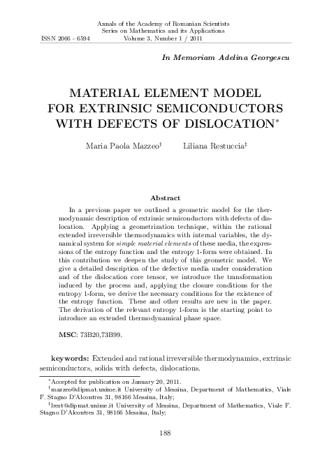 (PDF) Material Element Model for Extrinsic Semiconductors with Defects ...