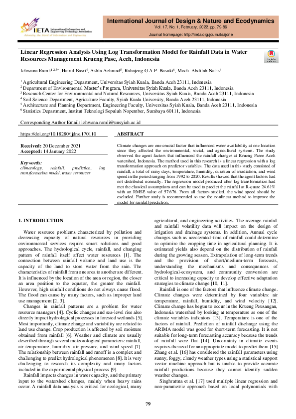 (PDF) Linear Regression Analysis Using Log Transformation Model for ...