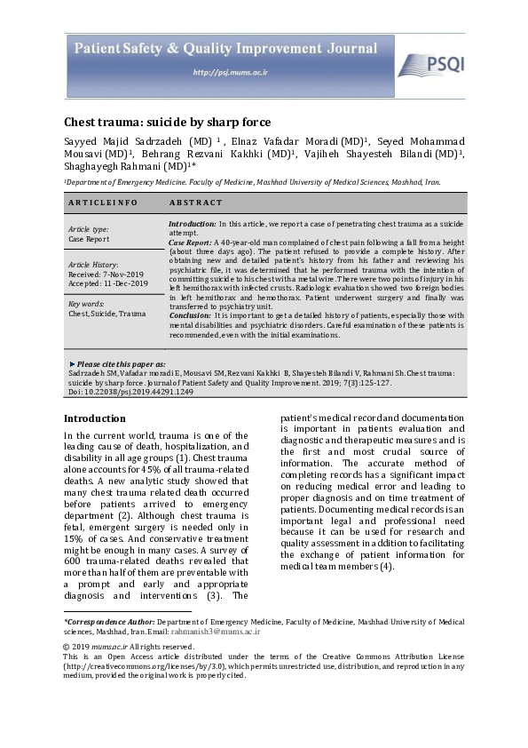 (PDF) Sharp Force Trauma