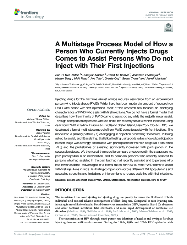 (PDF) A Multistage Process Model of How a Person Who Currently Injects ...