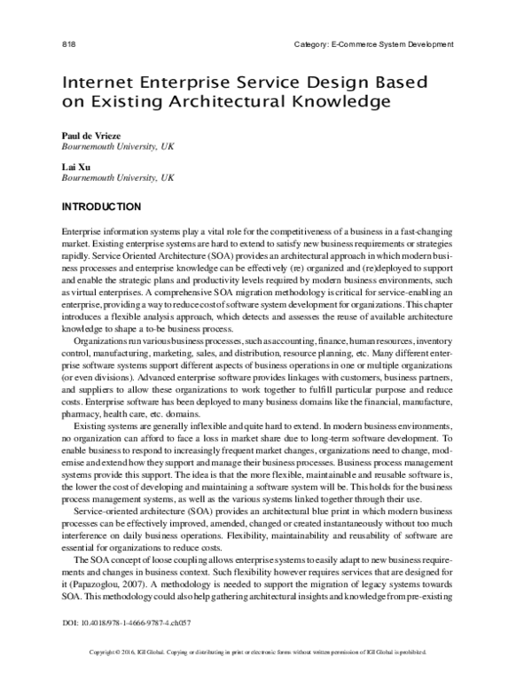 (PDF) Internet Enterprise Service Design Based on Existing ...