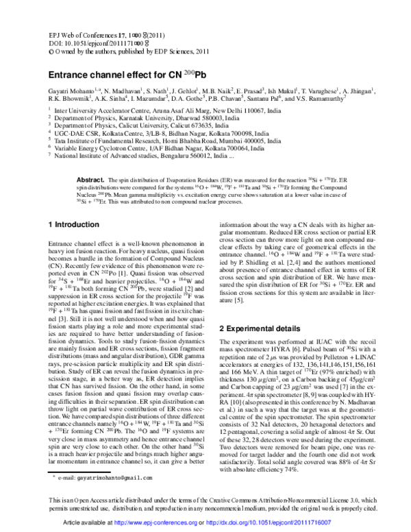 (PDF) Entrance channel effect for CN200Pb