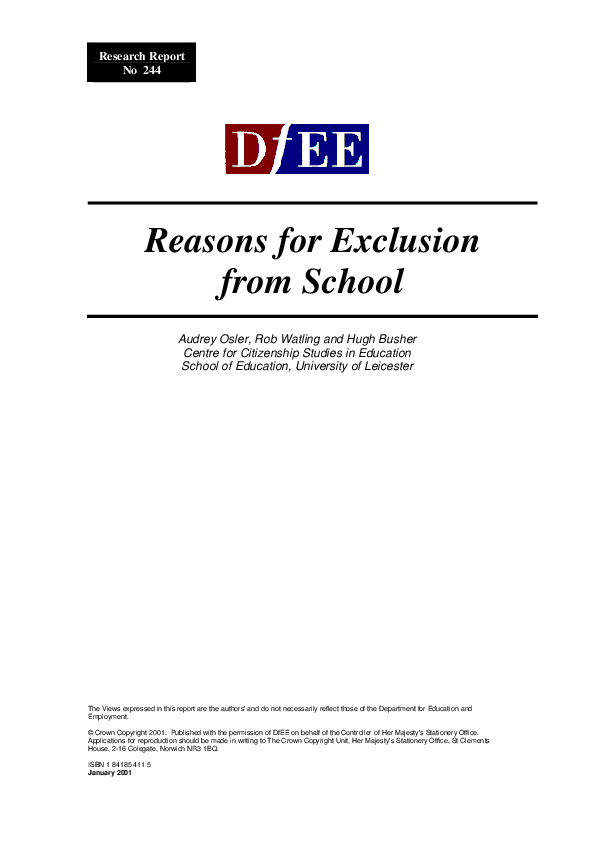 (PDF) Reasons for exclusion from school