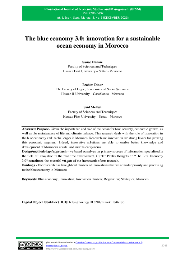 (PDF) The blue economy 3 0 innovation for a sustainable