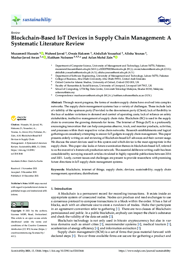 (PDF) Blockchain-Based IoT Devices in Supply Chain Management: A Systematic Literature Review