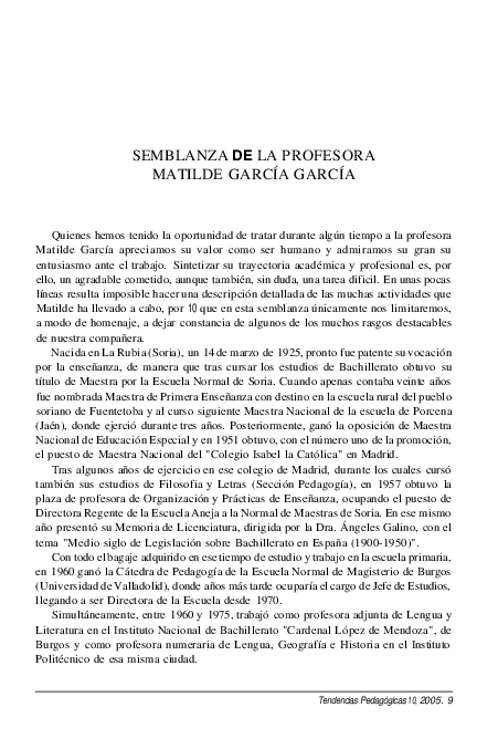 (PDF) Semblanza de Matilde García García