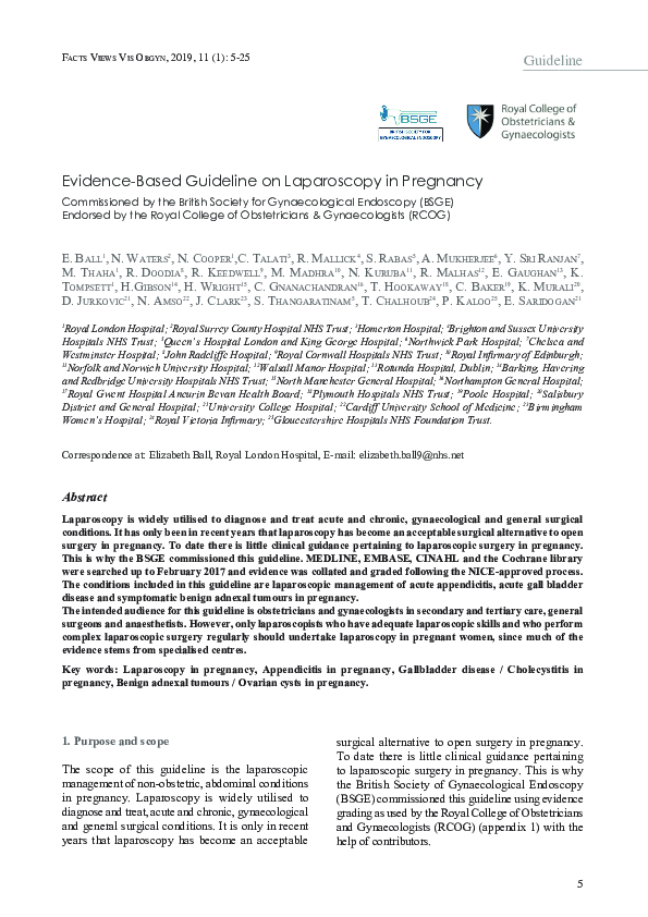 (PDF) Evidence-Based Guideline on Laparoscopy in Pregnancy ...