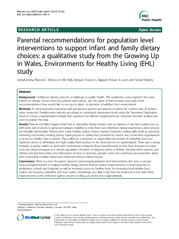 (PDF) Parental recommendations for population level interventions to ...