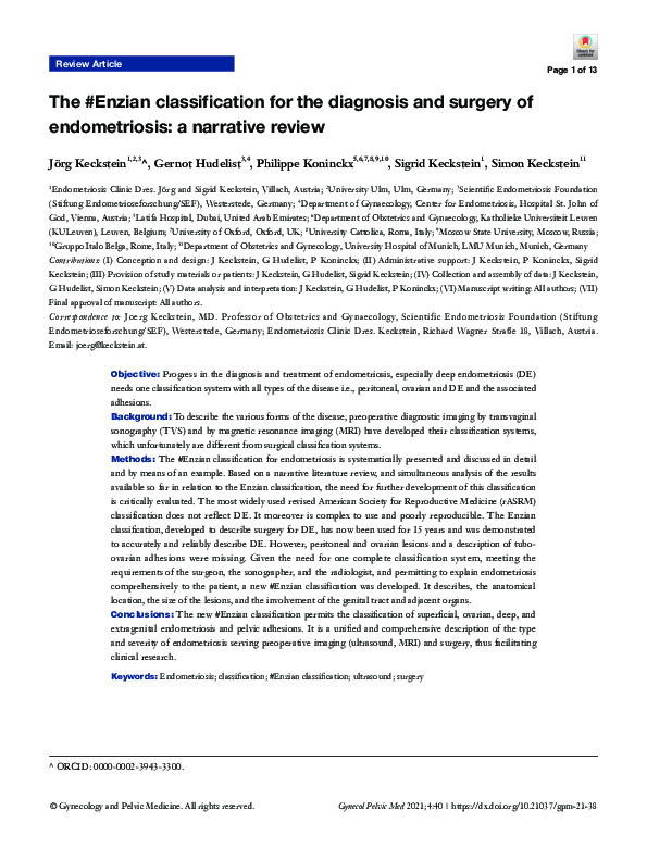(PDF) The #Enzian classification for the diagnosis and surgery of ...