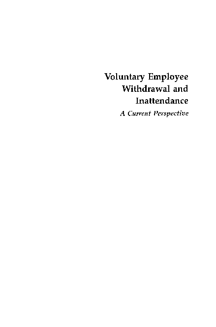 (PDF) Voluntary Employee Withdrawal and Inattendance