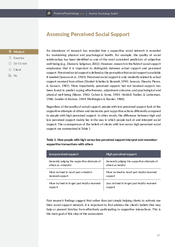 (PDF) Assessing Perceived Social Support