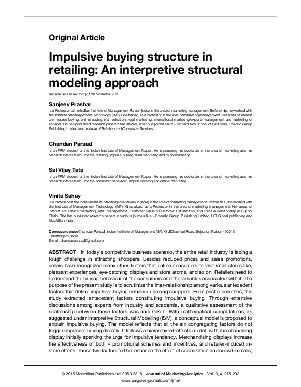 (PDF) Impulsive buying structure in retailing: An interpretive ...