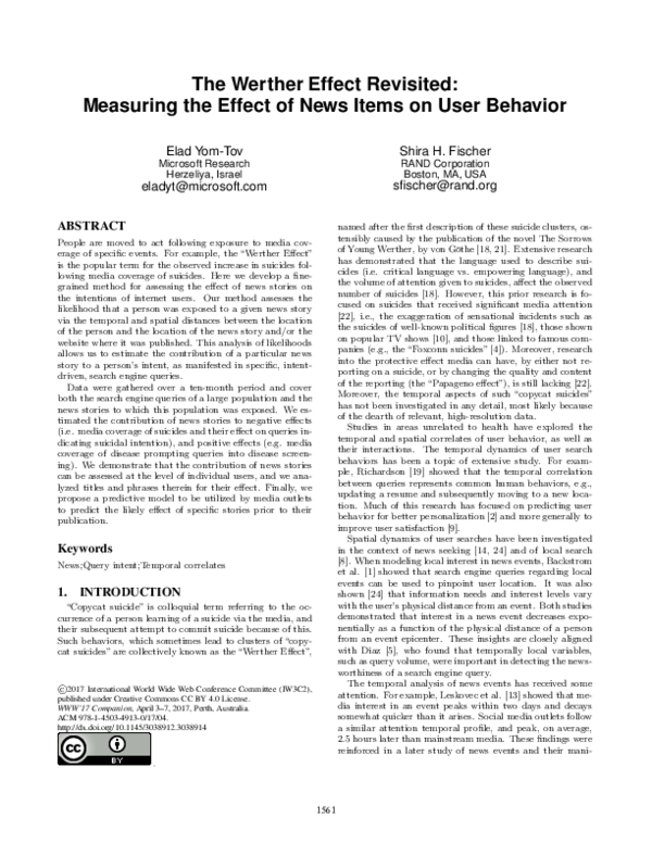 (PDF) The Werther Effect Revisited