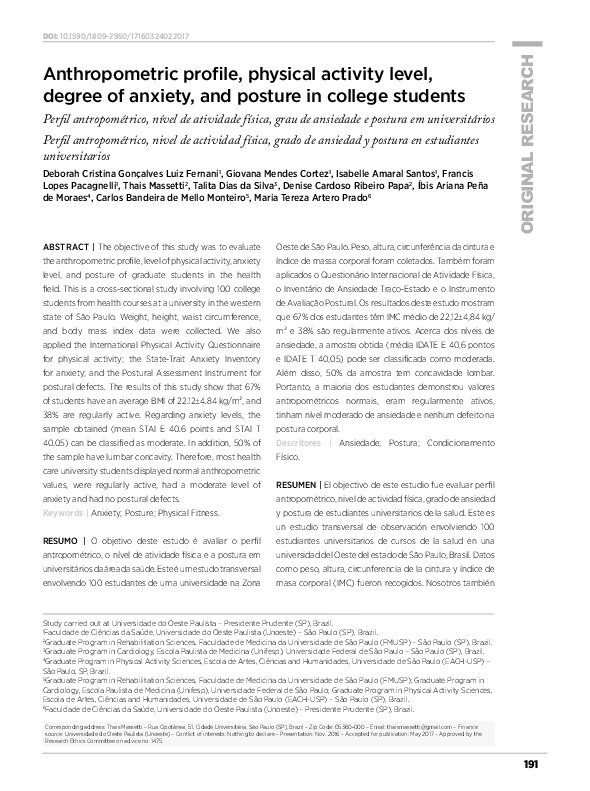 (PDF) Anthropometric profile, physical activity level, degree of ...