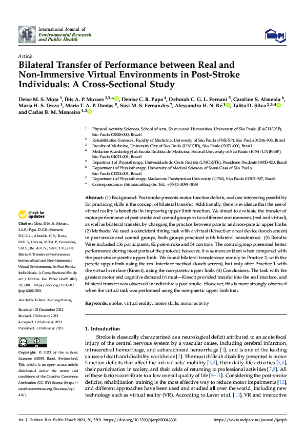 (PDF) Bilateral Transfer of Performance between Real and Non-Immersive ...