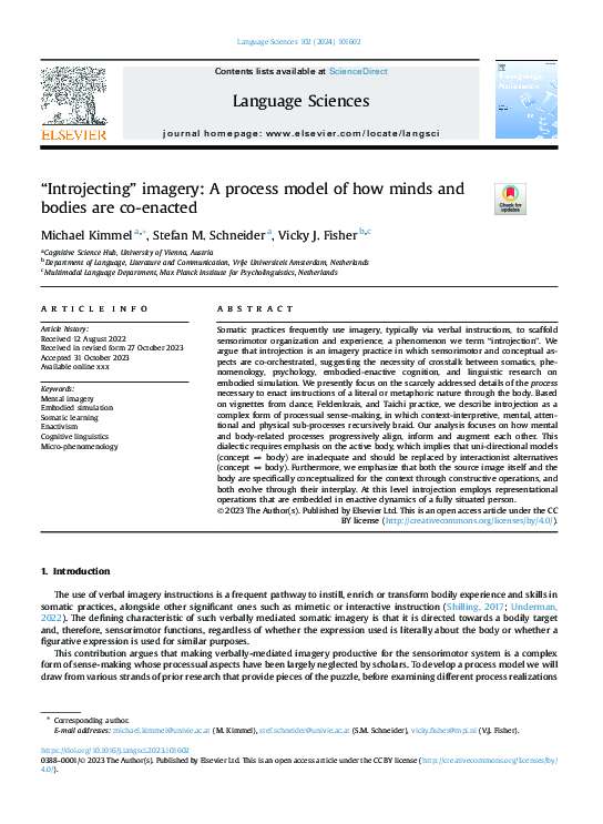 (PDF) "Introjecting" imagery: A process model of how minds and bodies ...