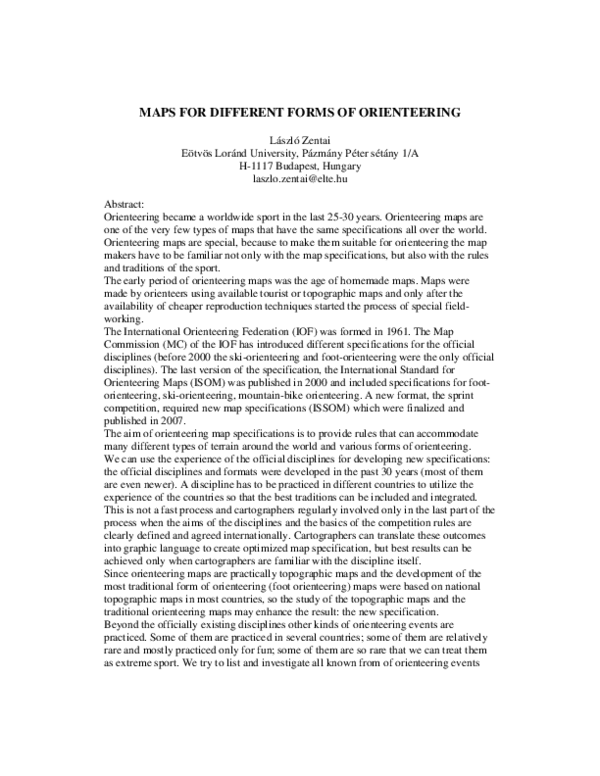 (PDF) Maps for Different Forms of Orienteering