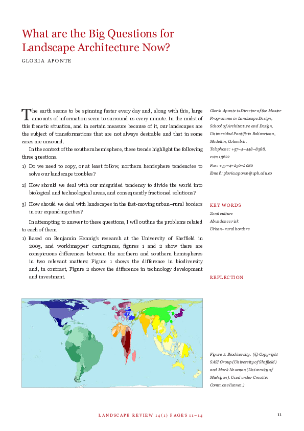 (PDF) What are the Big Questions for Landscape Architecture Now?