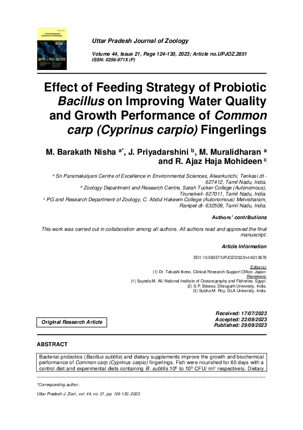 (PDF) Effect of Feeding Strategy of Probiotic Bacillus on Improving ...