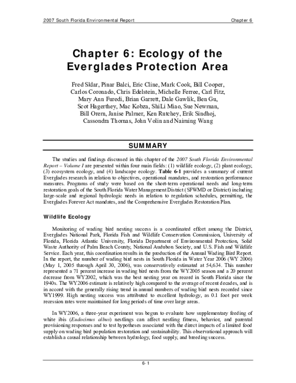 (PDF) Chapter 6: Ecology of the Everglades Protection Area | Fred Sklar - Academia.edu