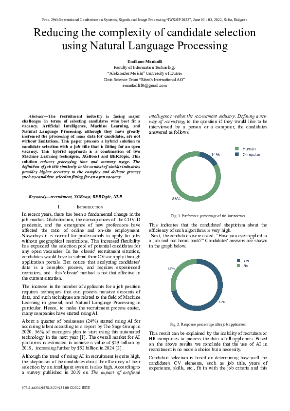 (PDF) Reducing the complexity of candidate selection using Natural Language Processing