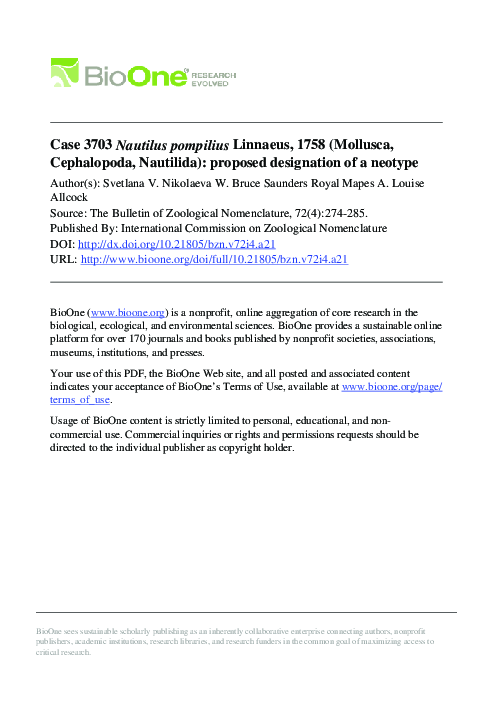(PDF) Case 3703 Nautilus pompilius Linnaeus, 1758 (Mollusca ...