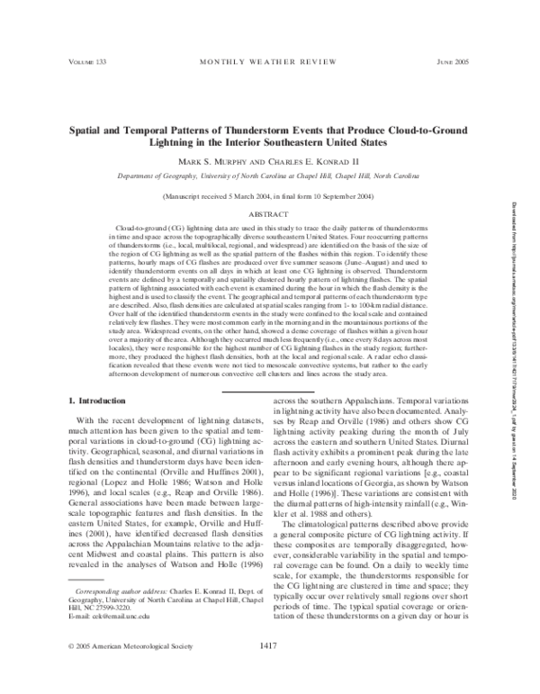 (PDF) Spatial and Temporal Patterns of Thunderstorm Events that Produce Cloud-to-Ground ...