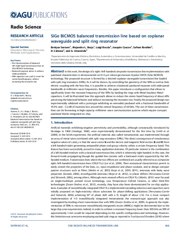 (PDF) SiGe BiCMOS balanced transmission line based on coplanar ...