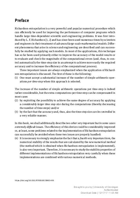 (PDF) Richardson Extrapolation: Practical Aspects and Applications