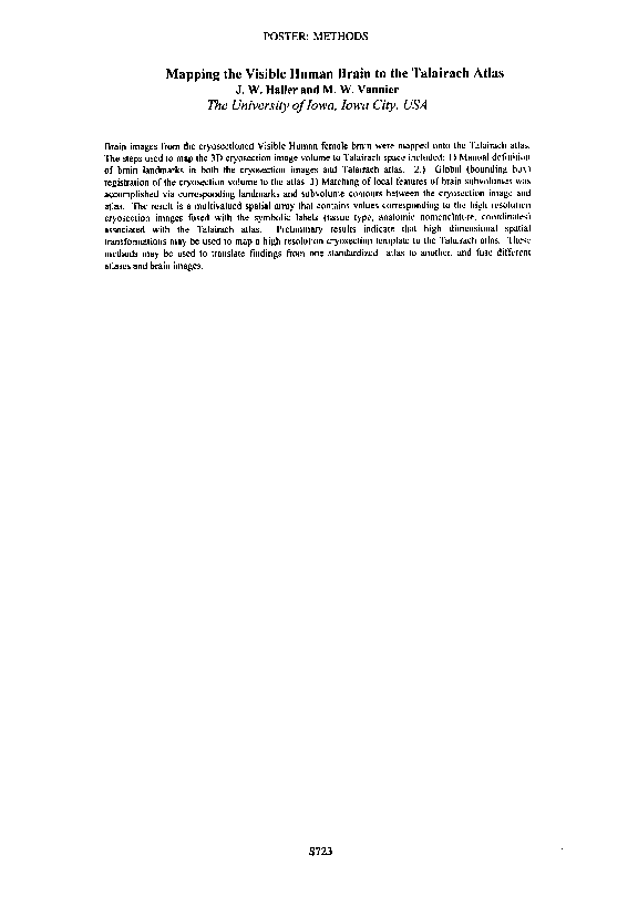 (PDF) Mapping the Visible Human Brain to the Talairach Atlas | Michael ...