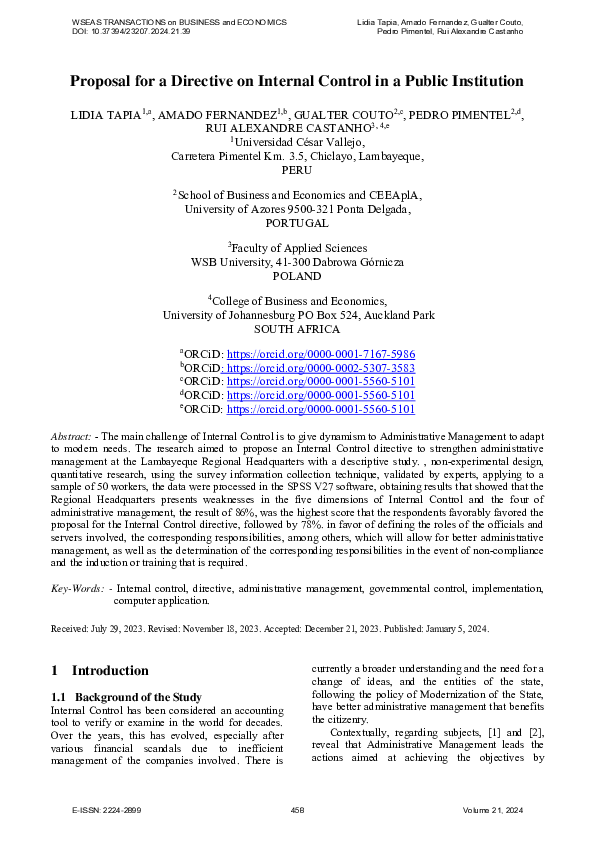 (PDF) Proposal for a Directive on Internal Control in a Public Institution