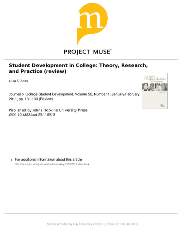 (PDF) Student Development in College: Theory, Research, and Practice ...