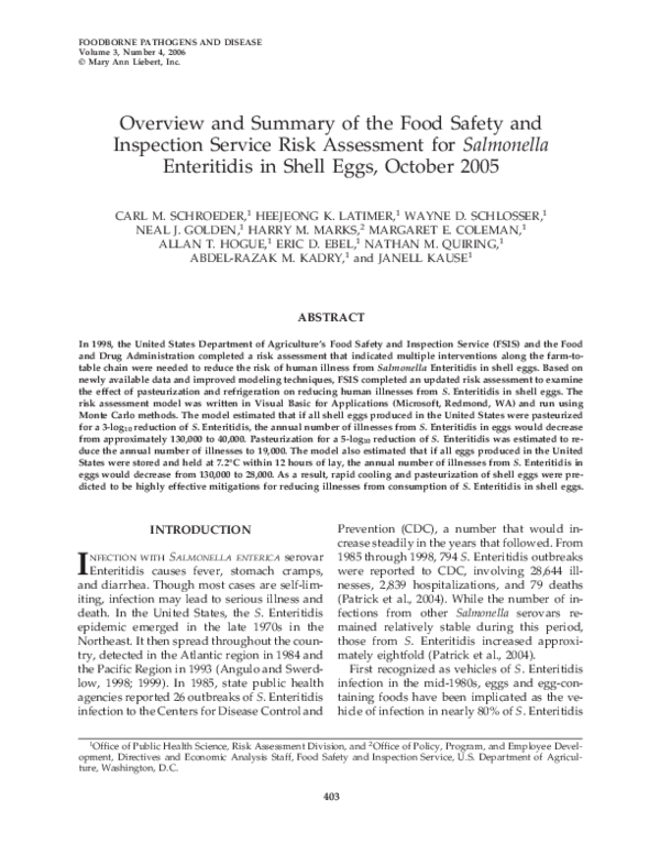 (PDF) Overview and Summary of the Food Safety and Inspection Service ...